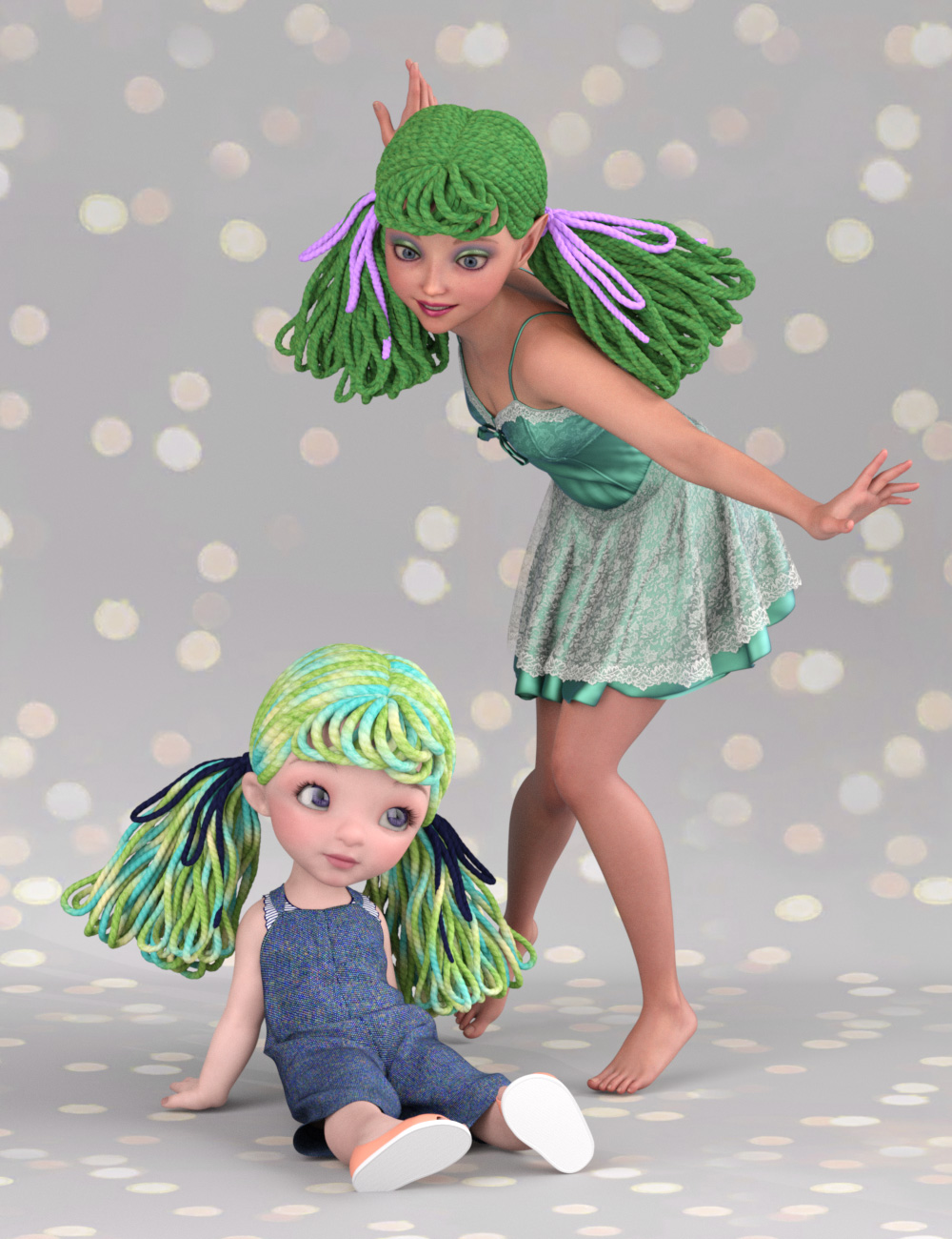 PreT Yarn Hair for Genesis 9 Feminine and 8 Females | Daz 3D