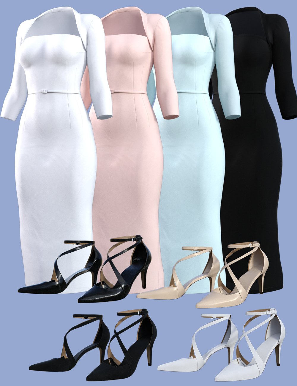 dForce HnC24 H Line Dress Outfits for Genesis 9 | Daz 3D