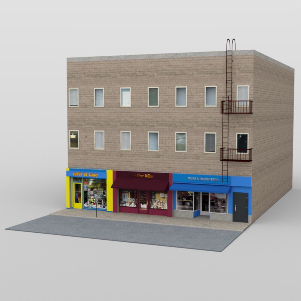 Three Store Building - for DAZ Studio | Daz 3D