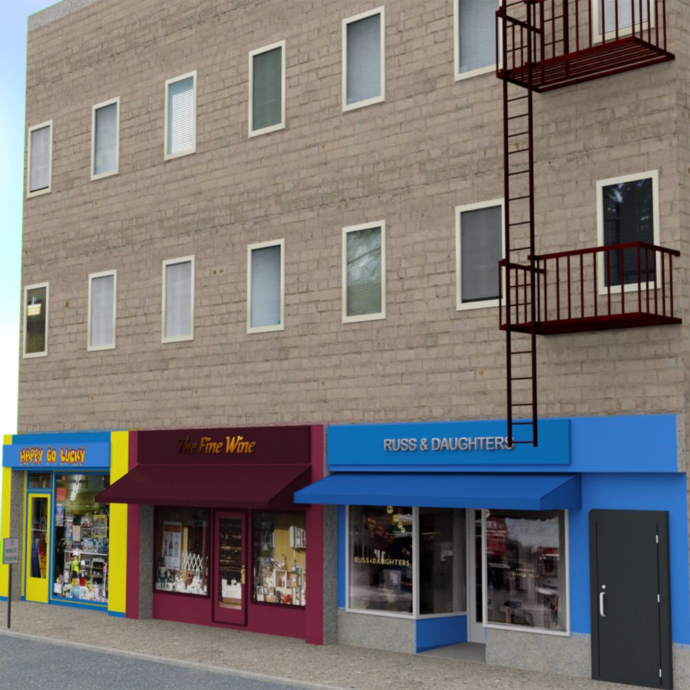 Three Store Building - for DAZ Studio | Daz 3D