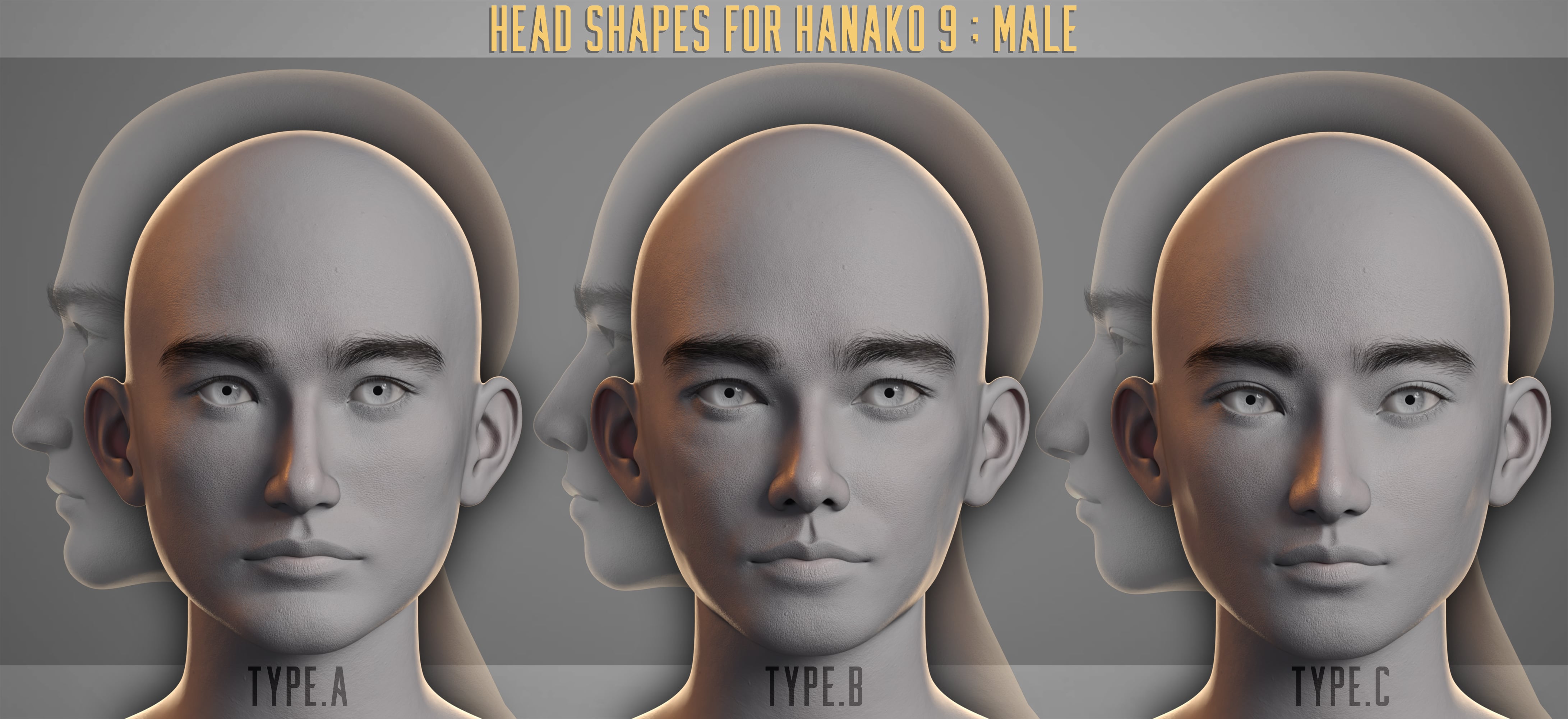 Head Shapes Male for Hanako 9 | Daz 3D