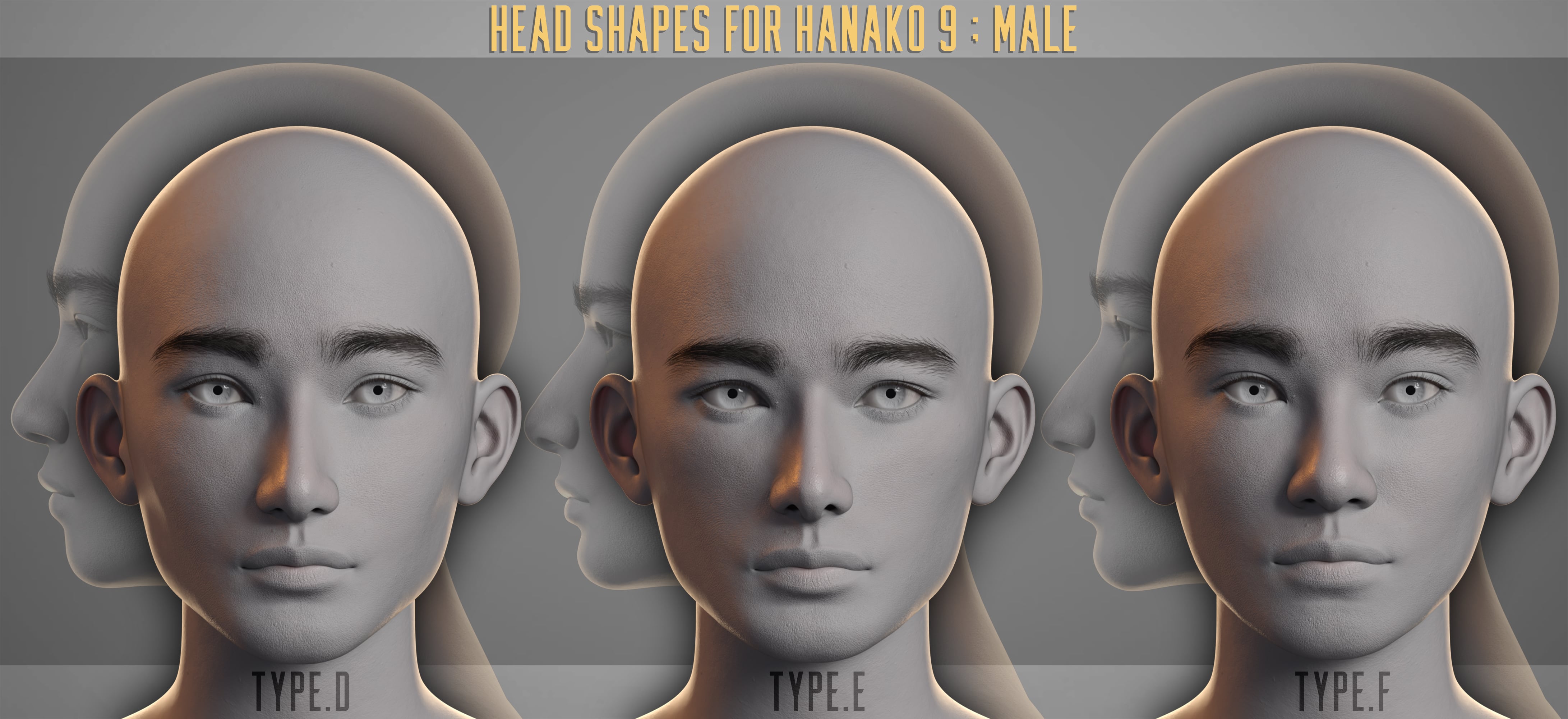 Head Shapes Male for Hanako 9 | Daz 3D
