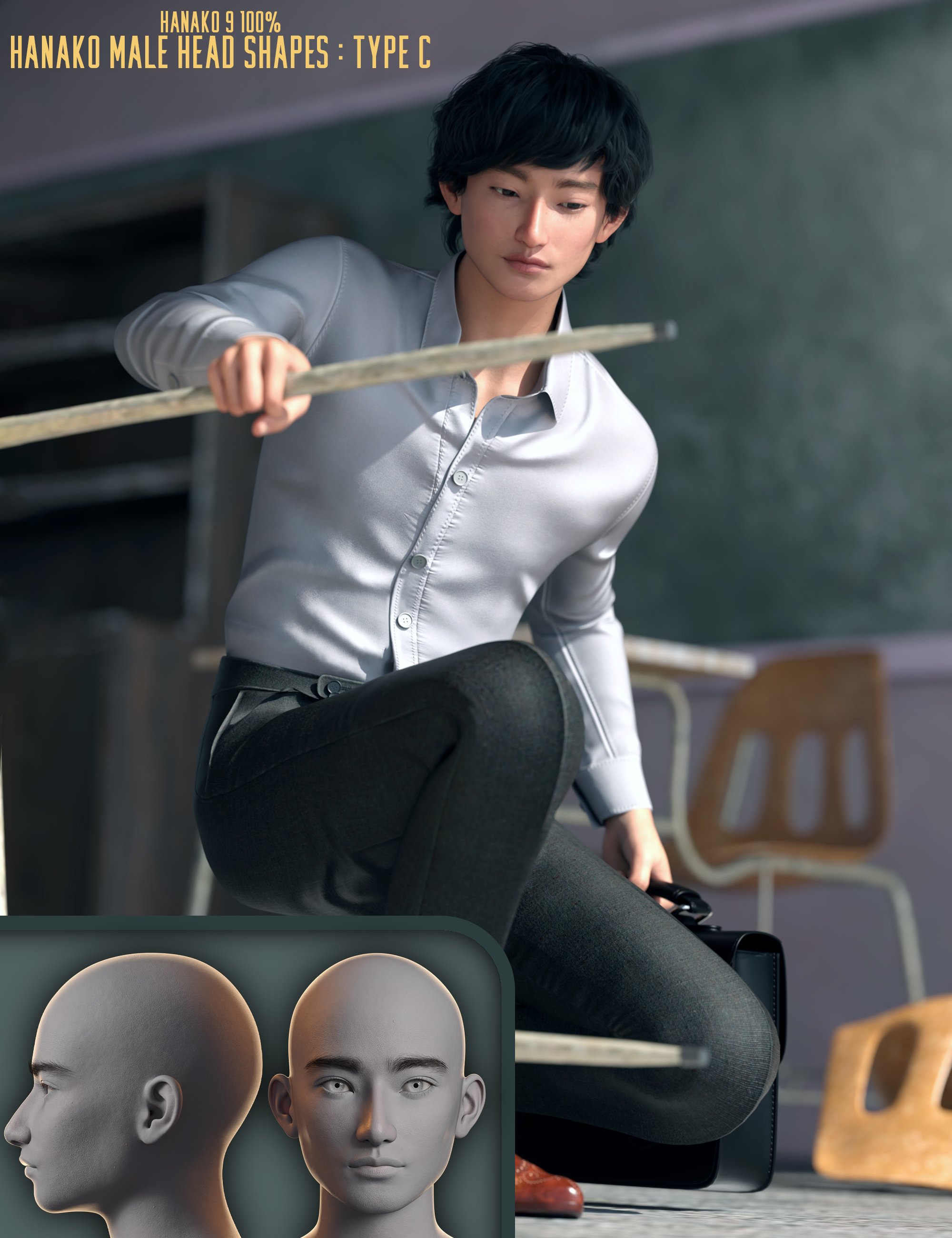 Head Shapes Male for Hanako 9 | Daz 3D