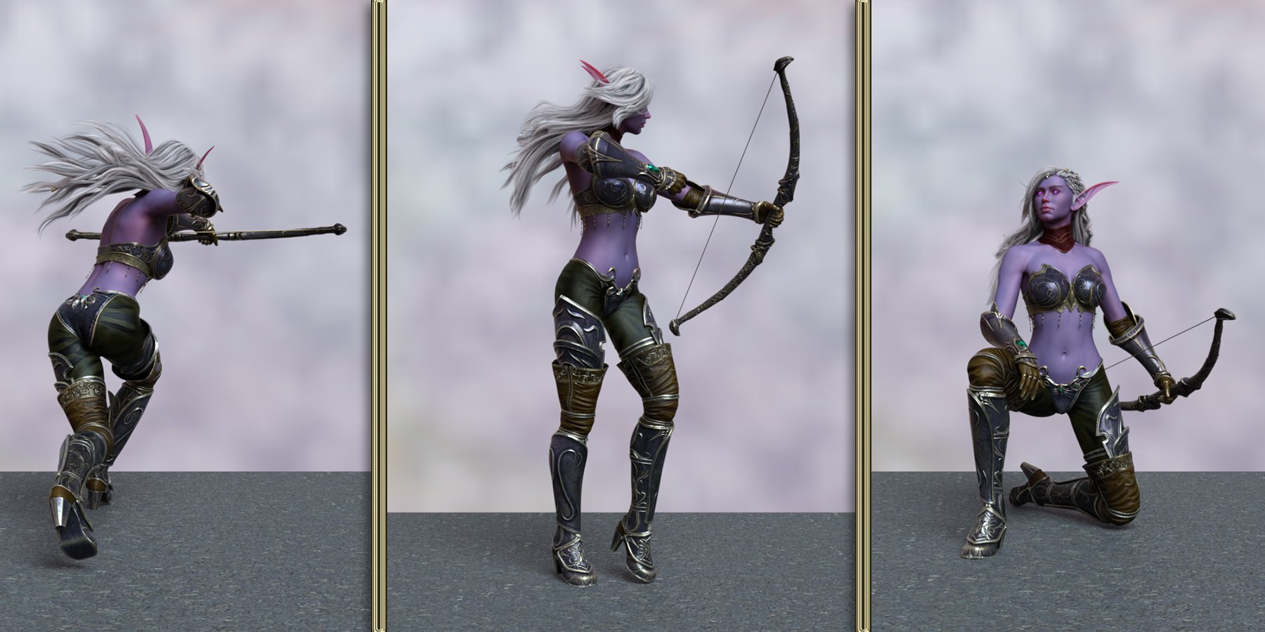 Drow Elf Archer Hierarchical Poses for Lianna 9 | Daz 3D