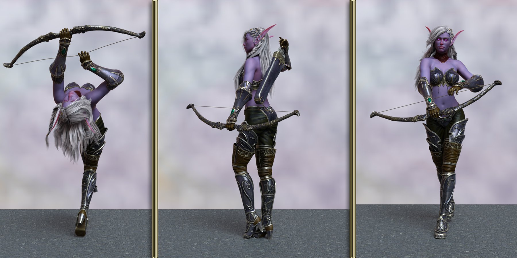 Drow Elf Archer Hierarchical Poses for Lianna 9 | Daz 3D