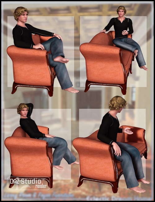 Foyer Living Room Furniture Poses | Daz 3D