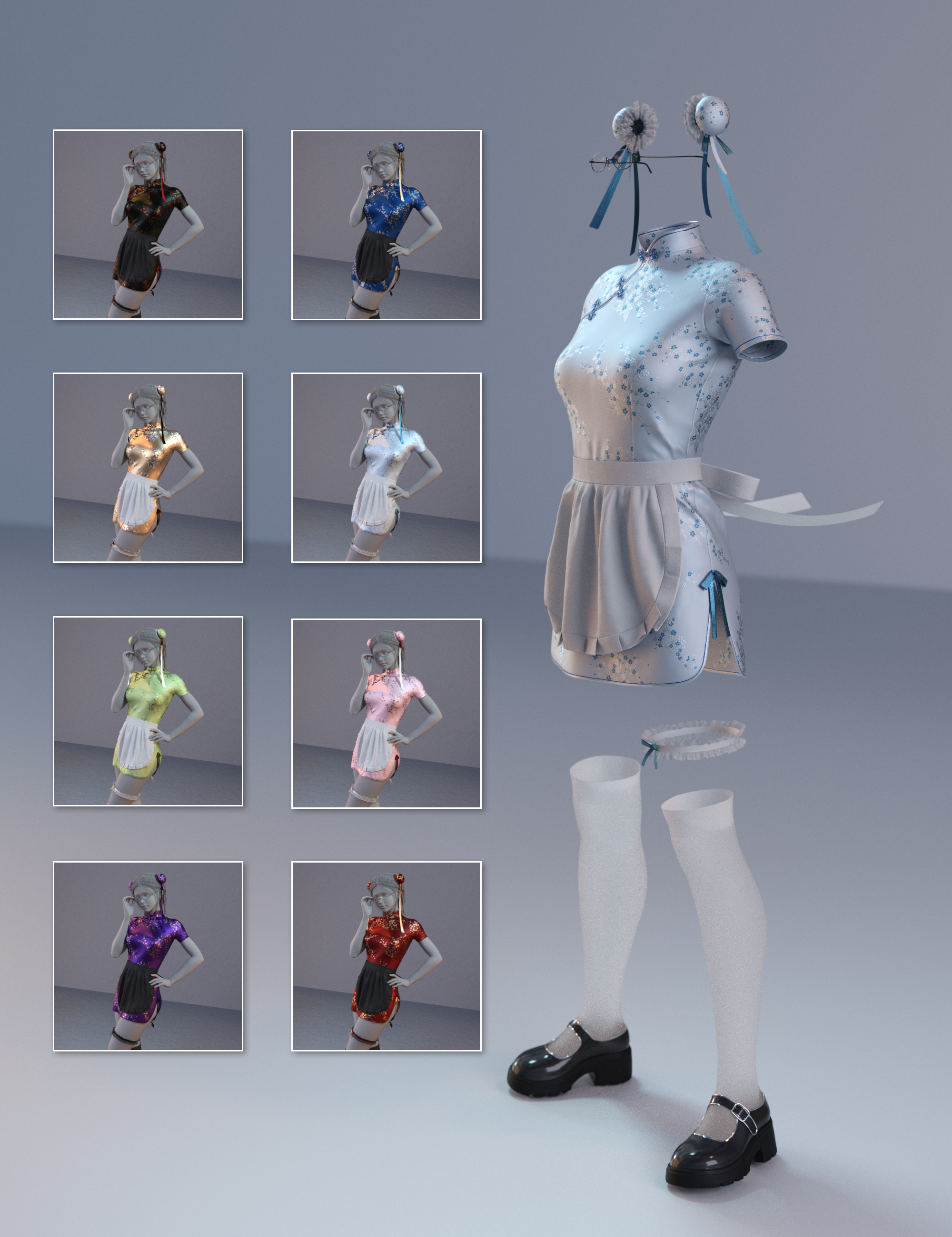 dForce MKTG ZhongHua Dress Outfit for Genesis 9, 8.1 and 8 Female | Daz 3D