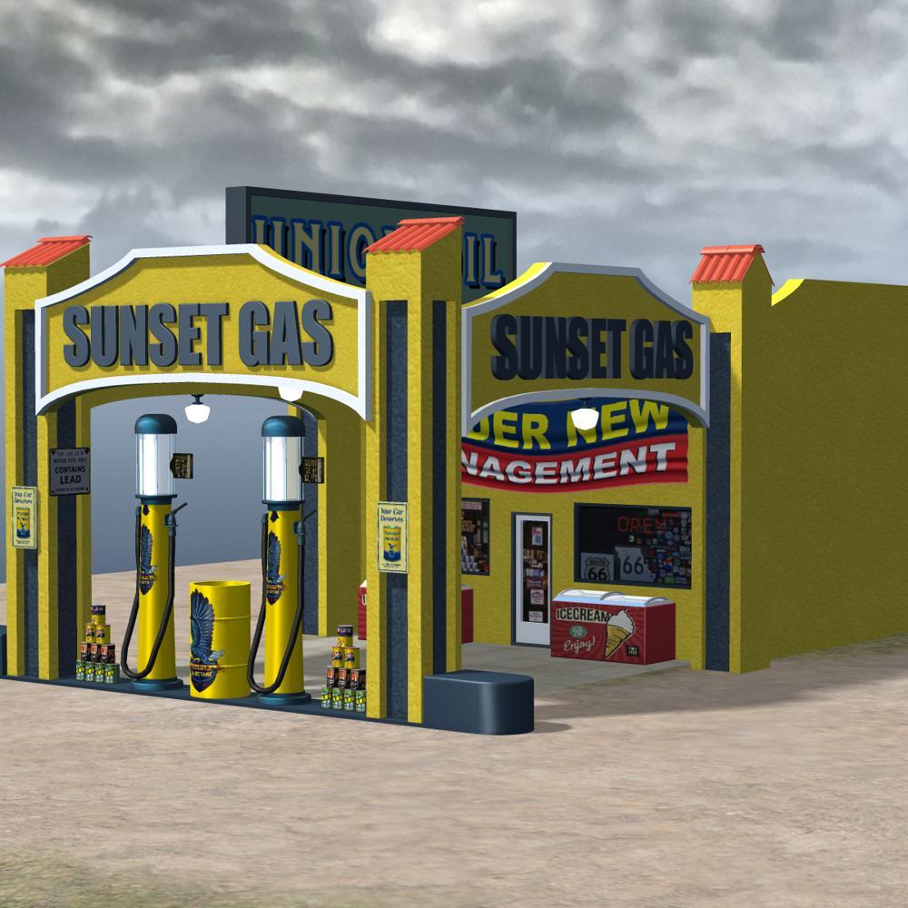 Historic Gas Station for Poser | Daz 3D