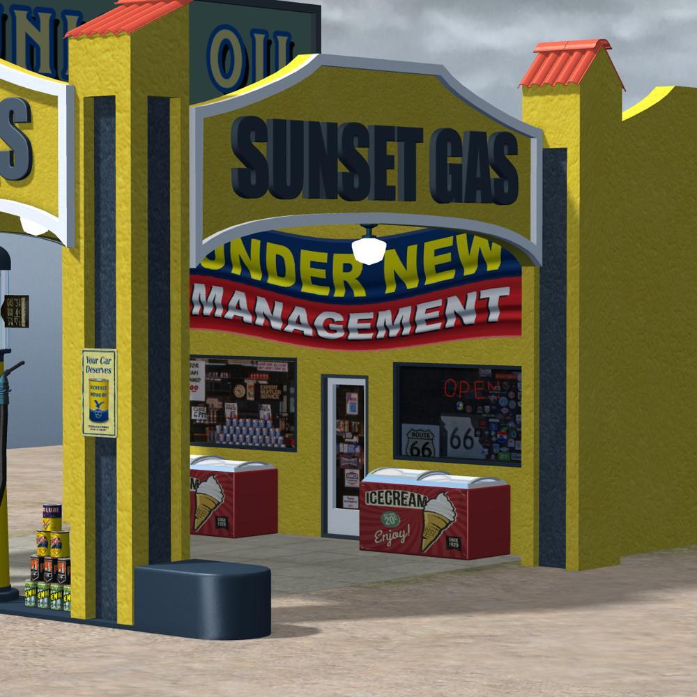 Historic Gas Station for Poser | Daz 3D