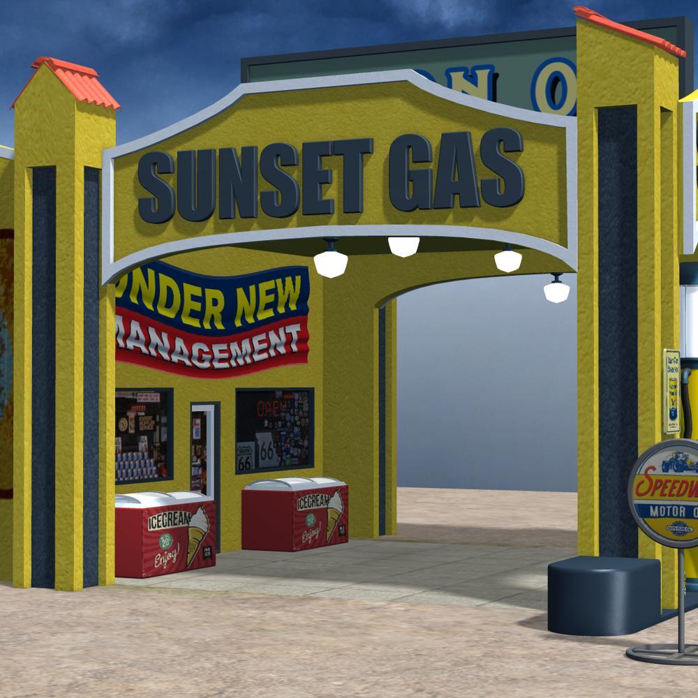 Historic Gas Station for Poser | Daz 3D