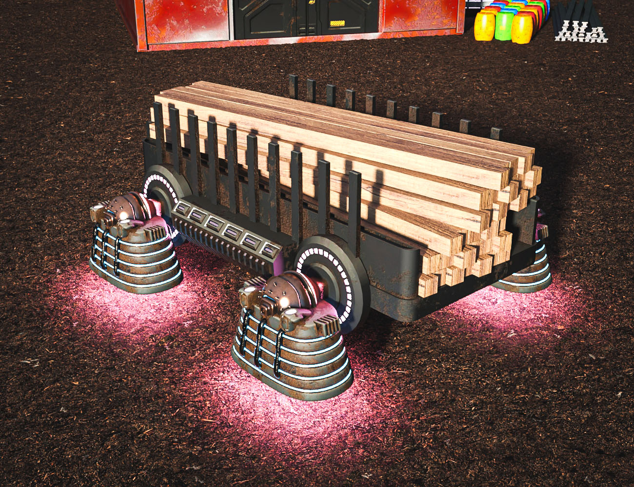 Sci-Fi Hover Trailer Prop Set | Daz 3D