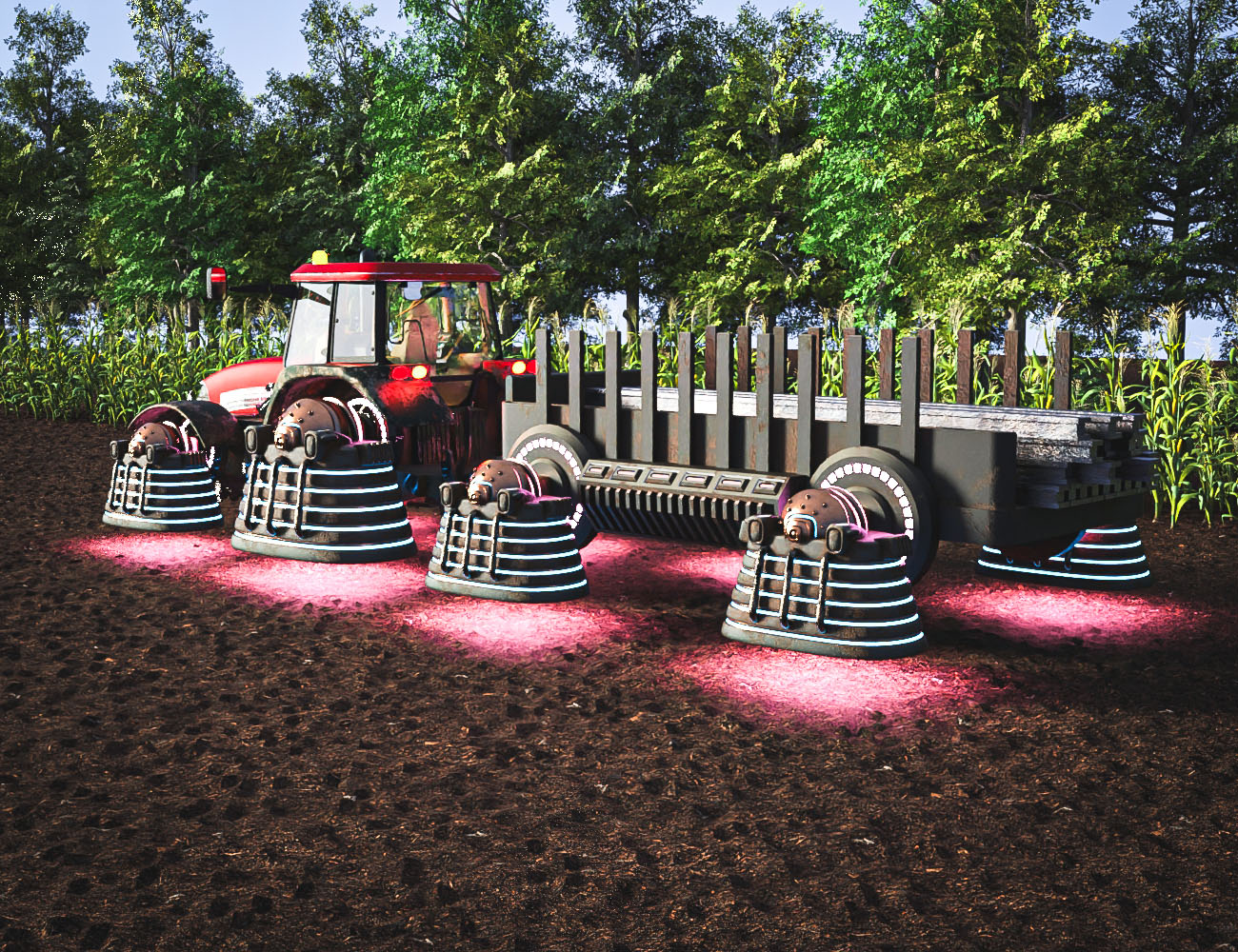 Sci-Fi Hover Tractor, Sprayer and Trailer Bundle | Daz 3D