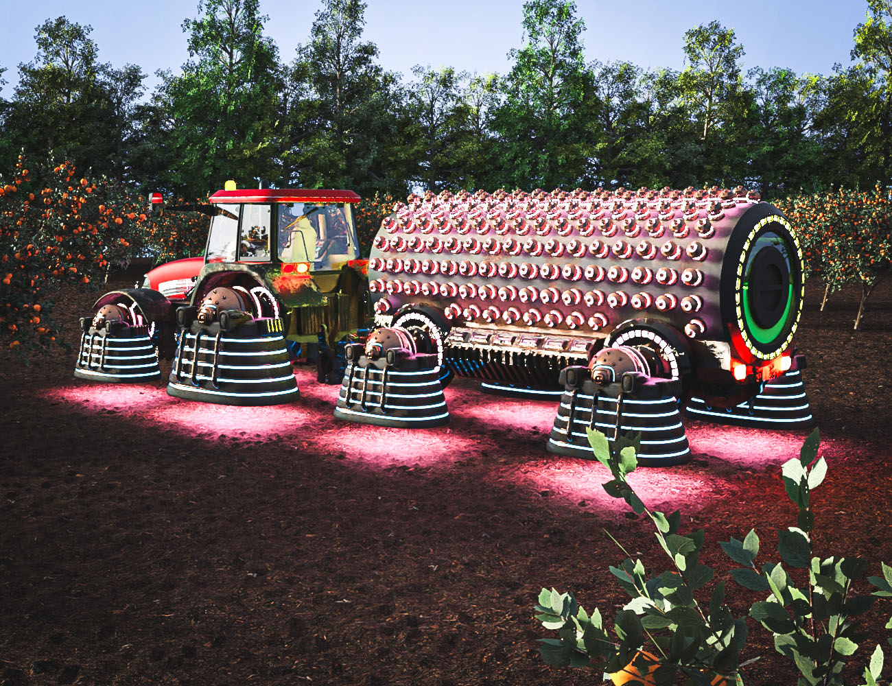 Sci-Fi Hover Tractor, Sprayer and Trailer Bundle | Daz 3D
