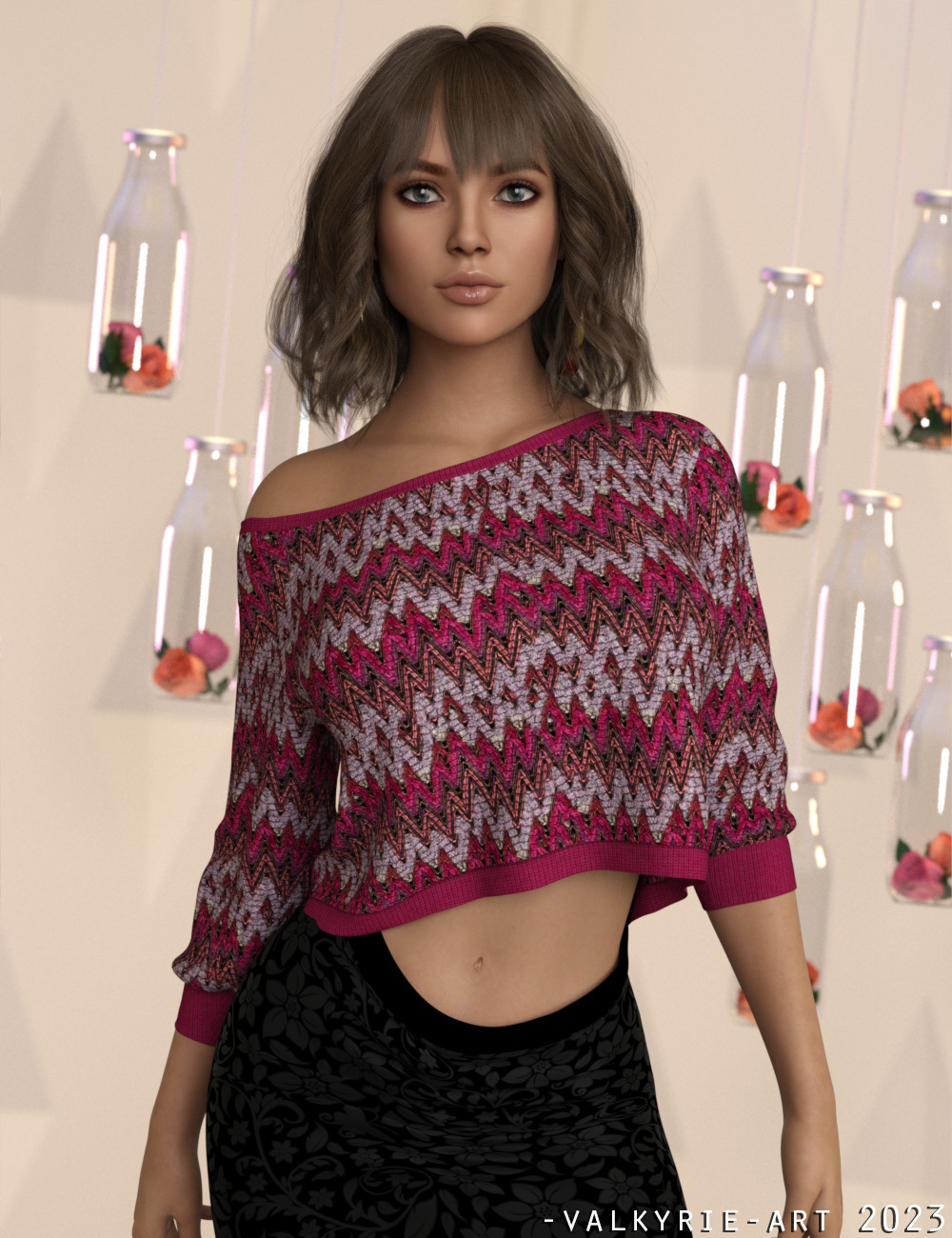 InStyle - dForce Off Shoulder Midriff Sweater G8G8.1F | Daz 3D