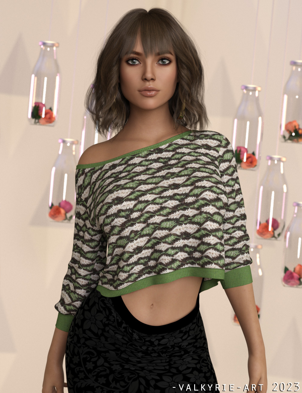 InStyle - dForce Off Shoulder Midriff Sweater G8G8.1F | Daz 3D