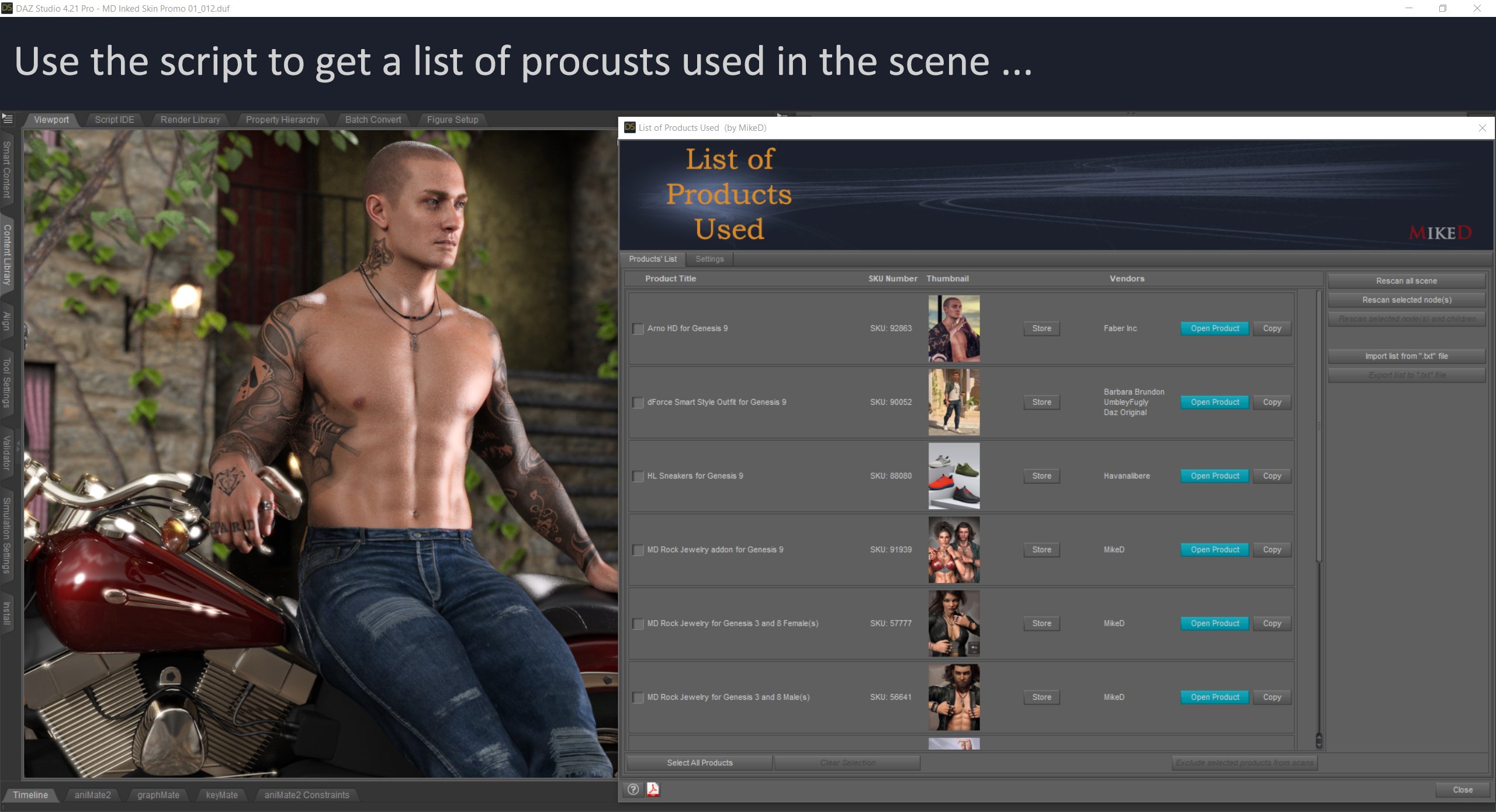 MD List of Products Used | Daz 3D