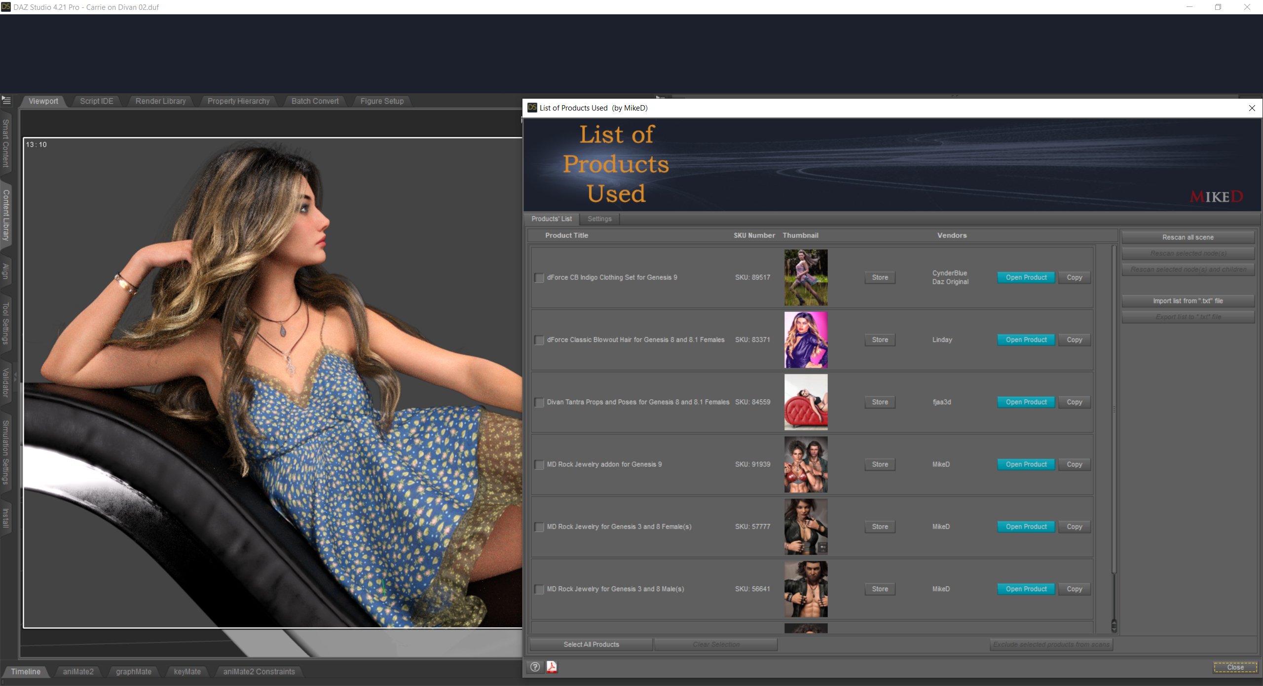 MD List of Products Used | Daz 3D