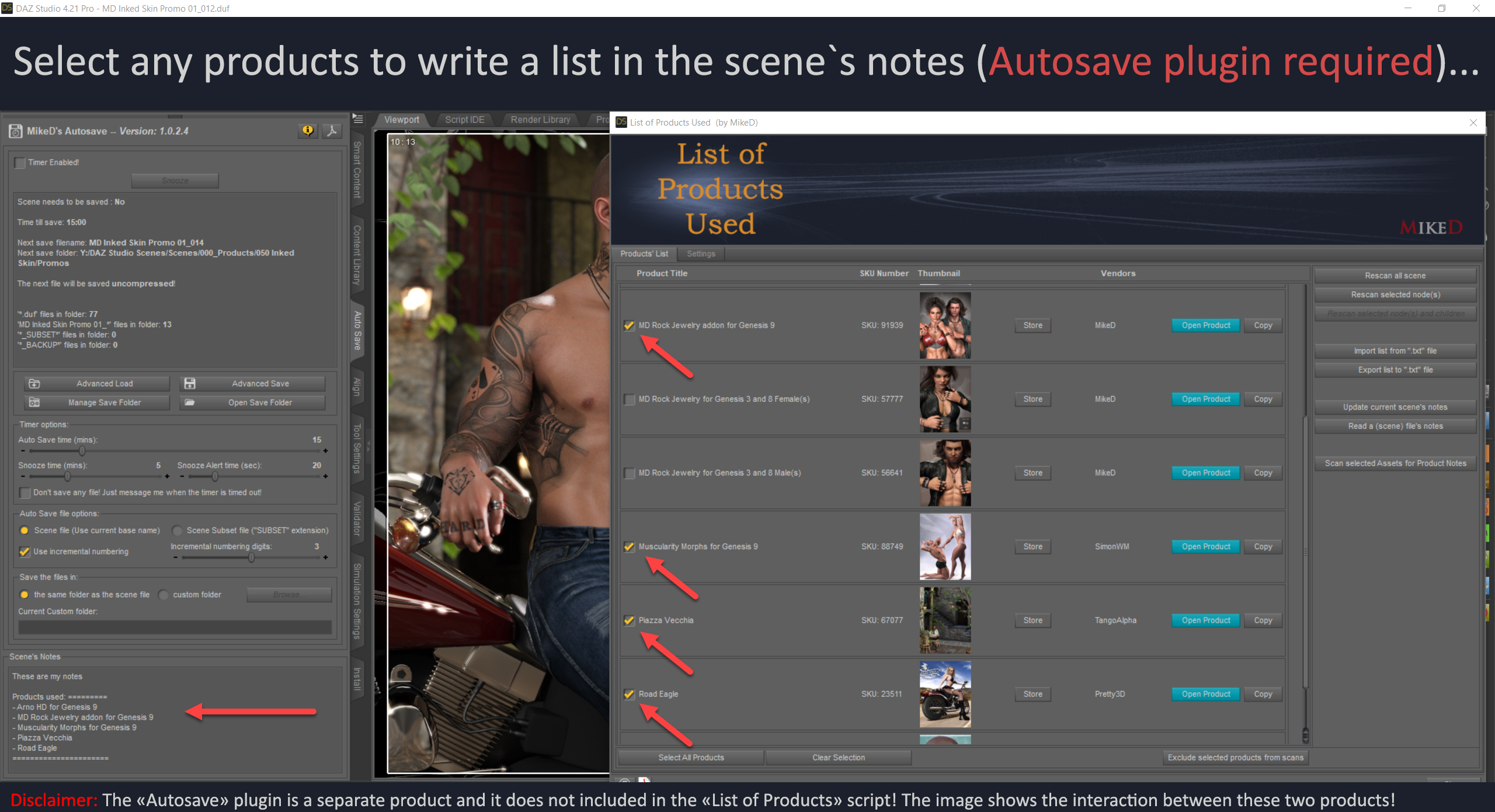 MD List of Products Used | Daz 3D