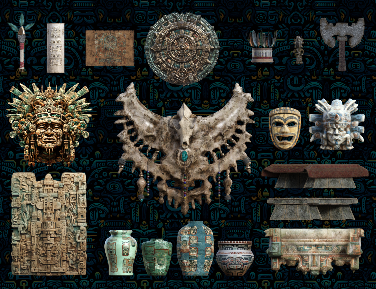Mayan and Inca Props Bundle | Daz 3D
