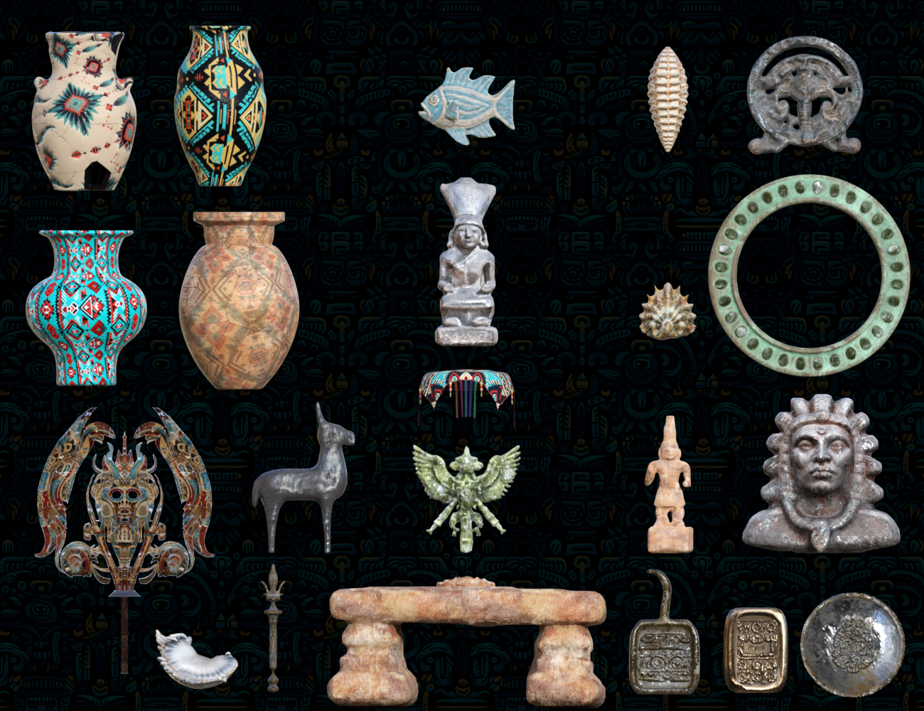Mayan and Inca Props Bundle | Daz 3D