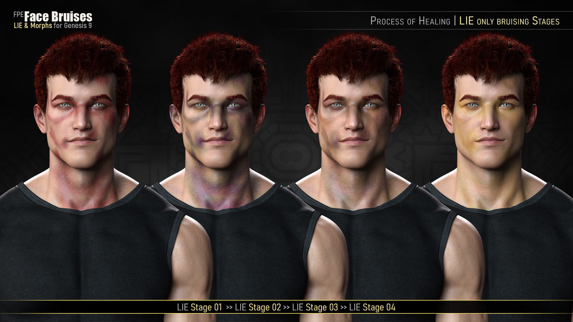 FPE Face Bruises LIE and Morphs for Genesis 9 | Daz 3D