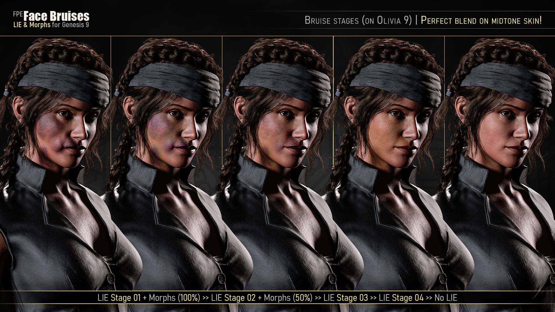FPE Face Bruises LIE and Morphs for Genesis 9 | Daz 3D