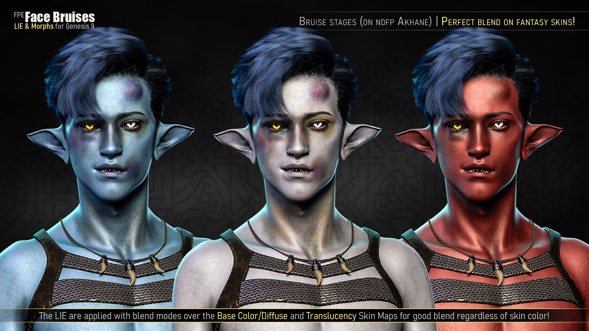FPE Face Bruises LIE and Morphs for Genesis 9 | Daz 3D FPE Face Bruises LIE and Morphs for Genesis 9 | Daz 3D