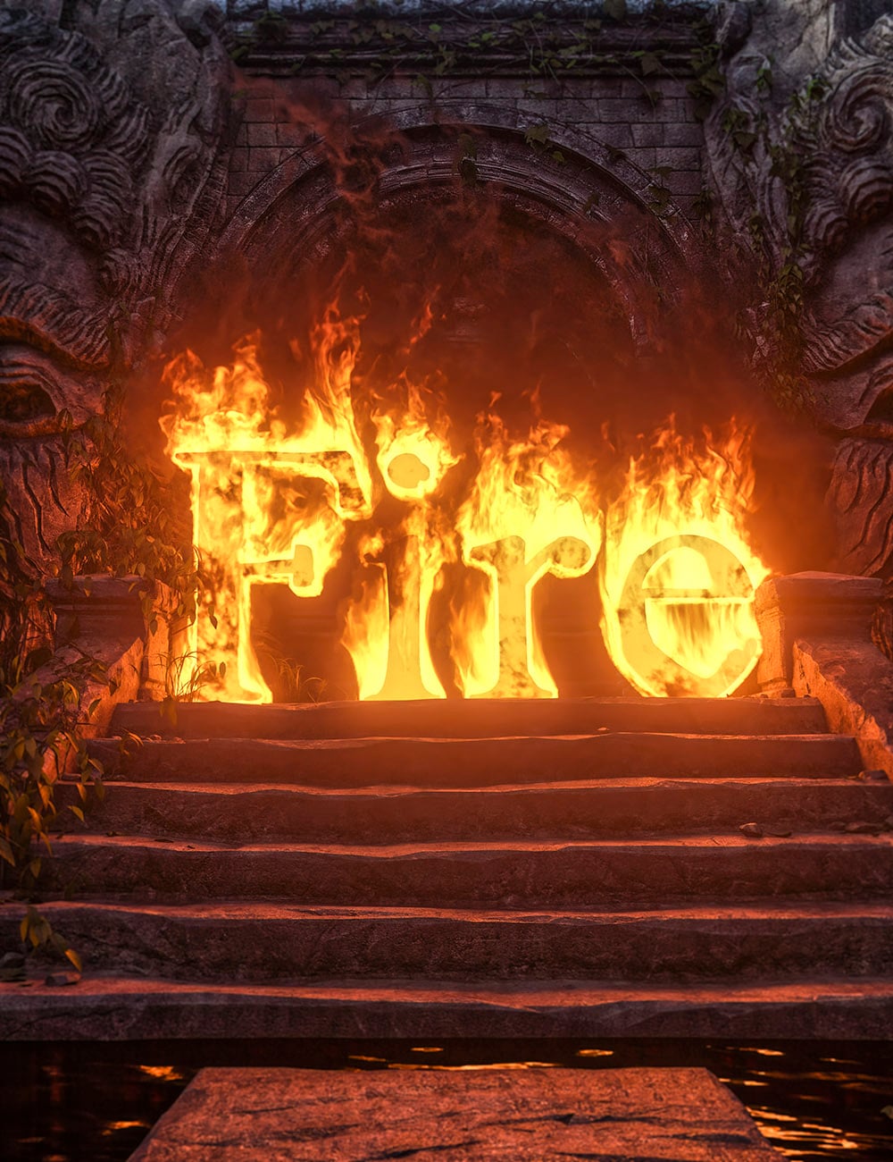 Fire Font - Volumetric Flame Text for Daz Studio | Daz 3D