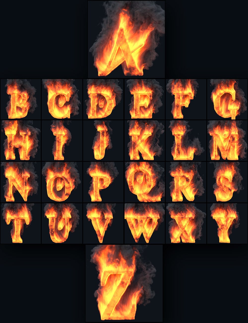 Fire Font - Volumetric Flame Text for Daz Studio | Daz 3D
