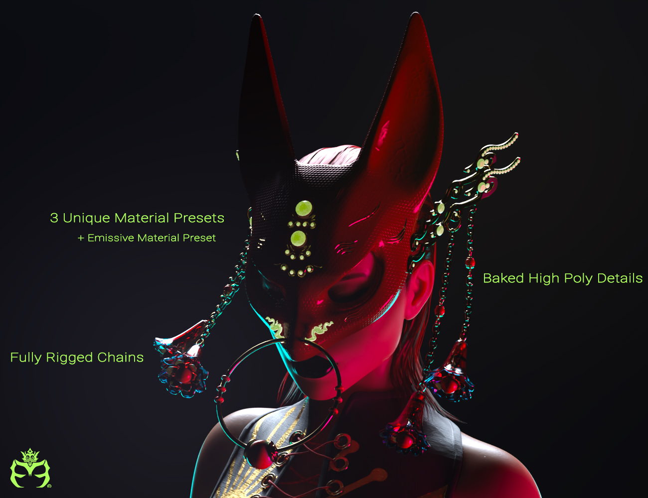 Red Fox Mask for Genesis 9, 8.1, 8, and 3 | Daz 3D