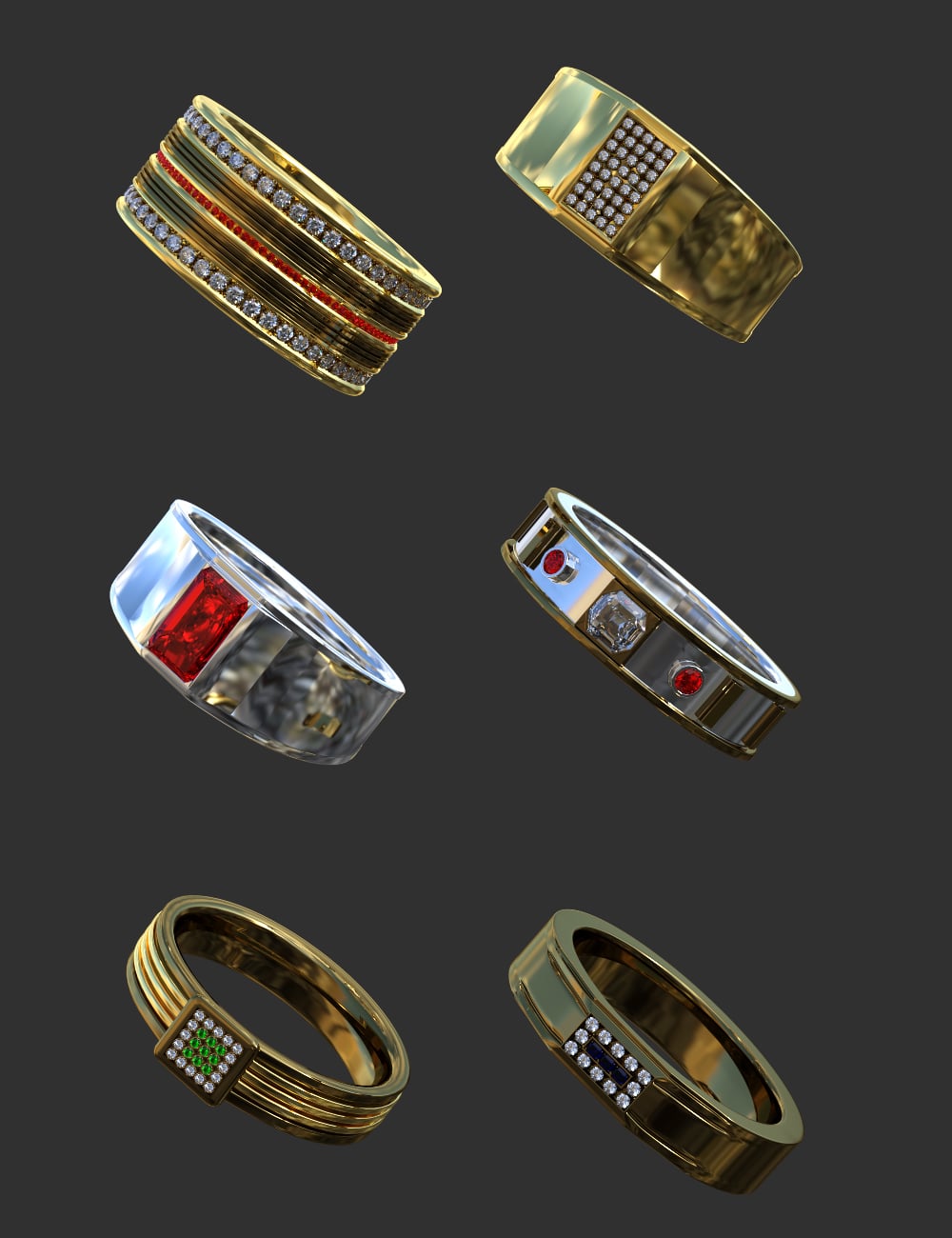 Modern Style Rings for Genesis 9 | Daz 3D