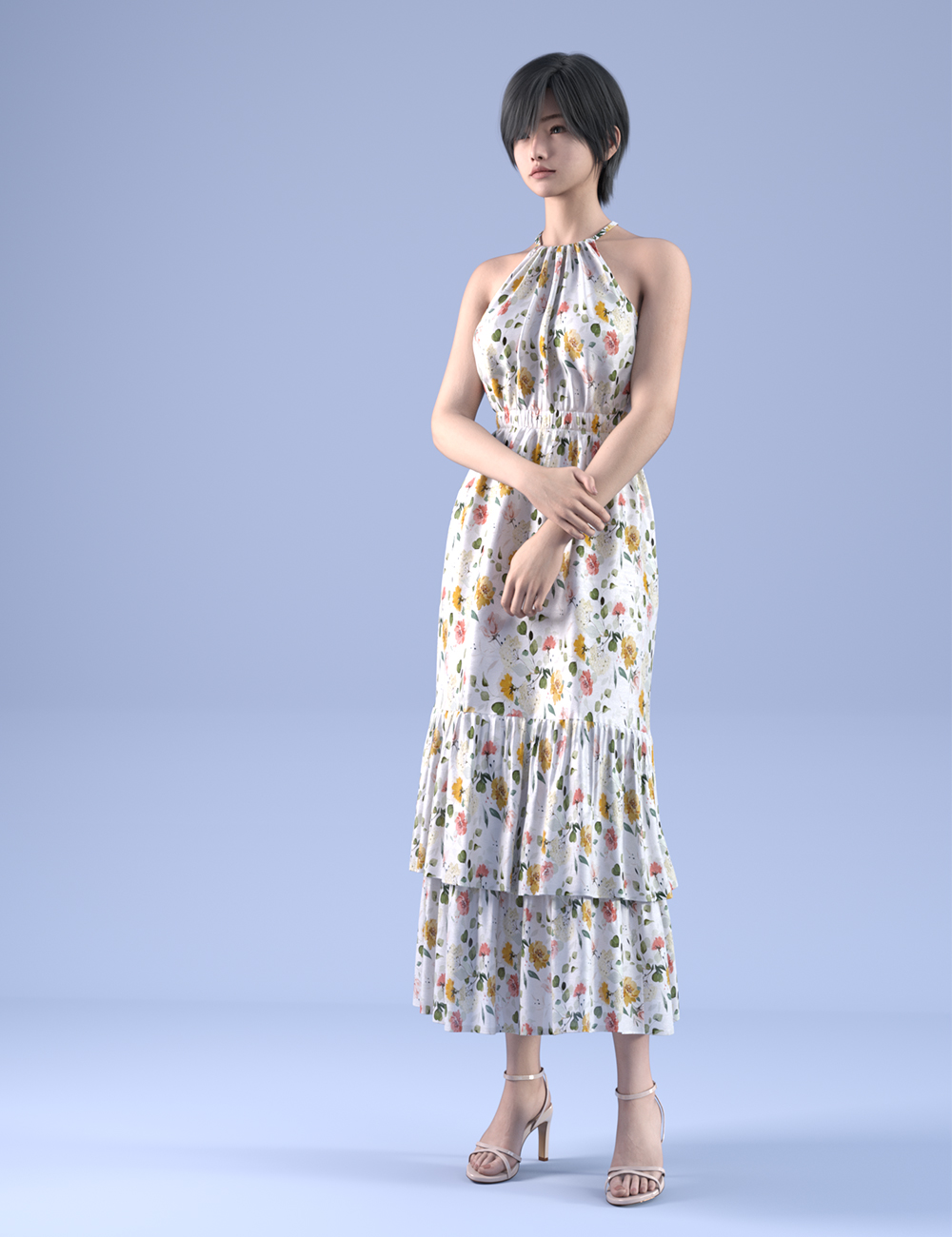 dForce HnC24 Floral Dress Outfit for Genesis 9 | Daz 3D