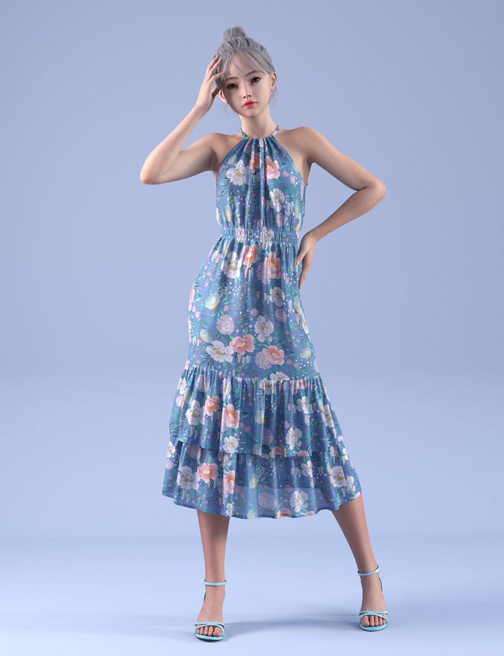 dForce HnC24 Floral Dress Outfit for Genesis 9 | Daz 3D