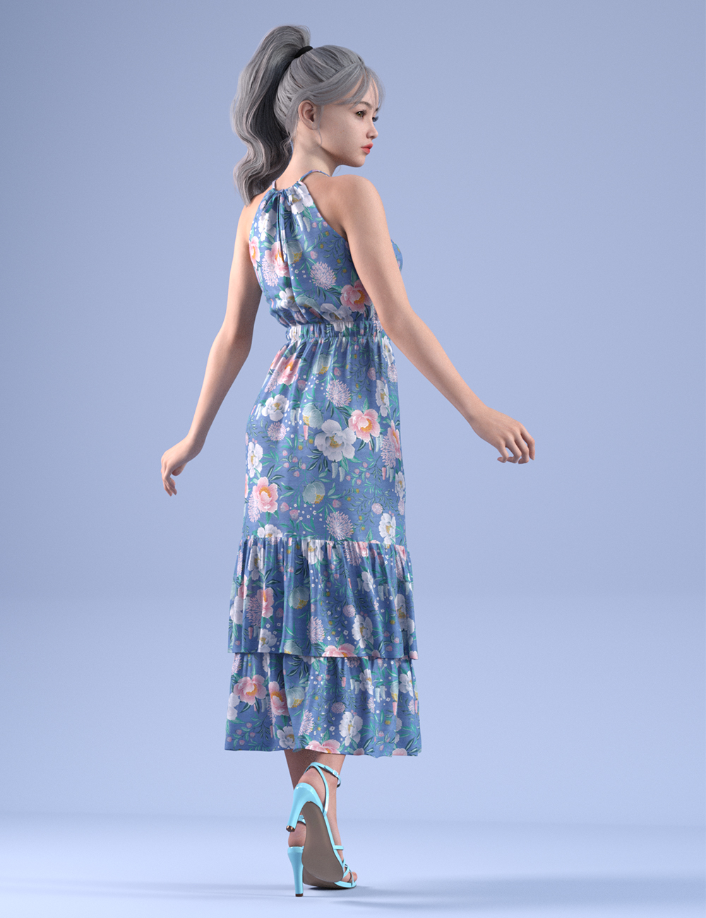dForce HnC24 Floral Dress Outfit for Genesis 9 | Daz 3D