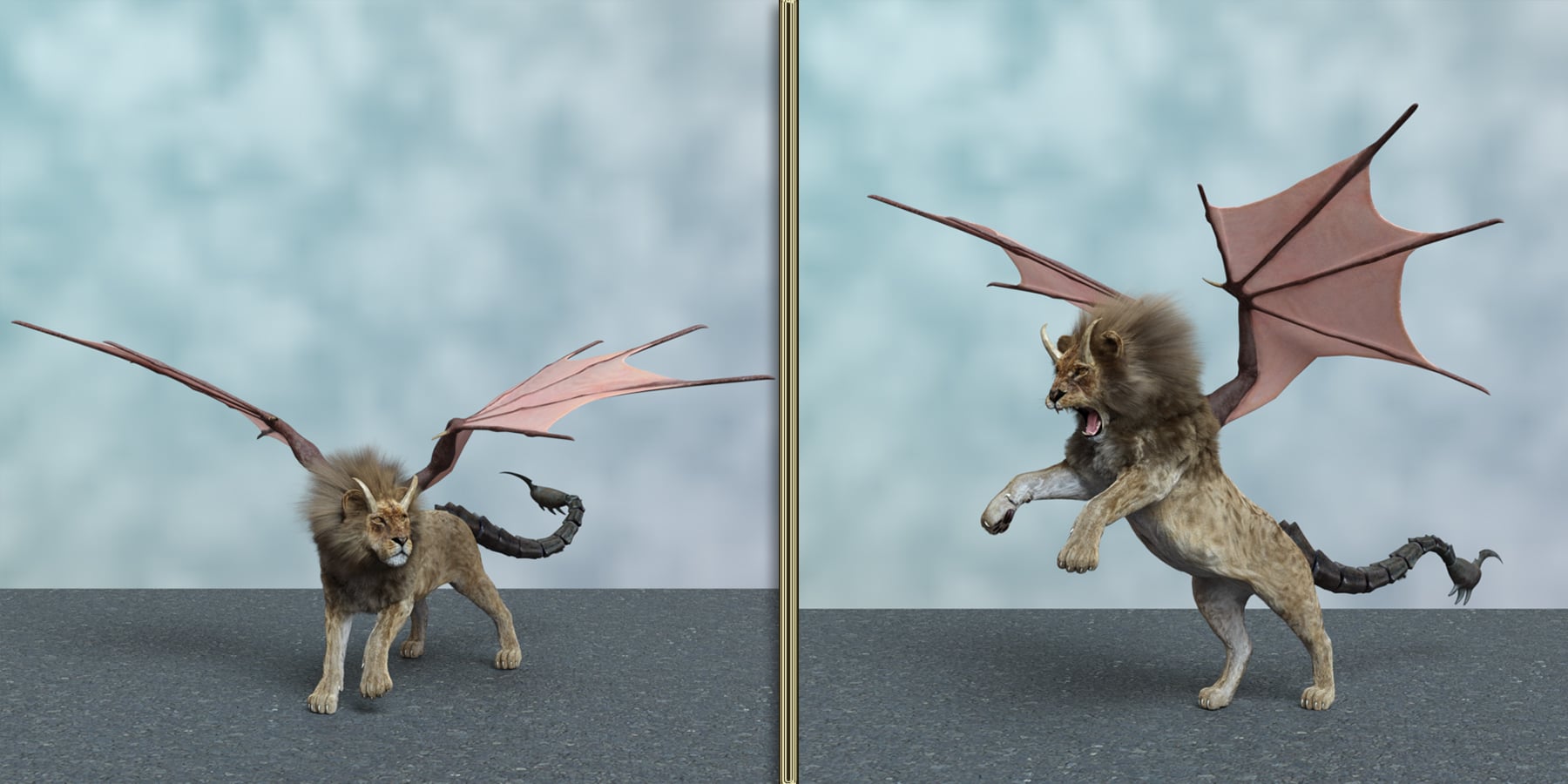 Manticore Cat Hierarchical and Wearable Poses | Daz 3D
