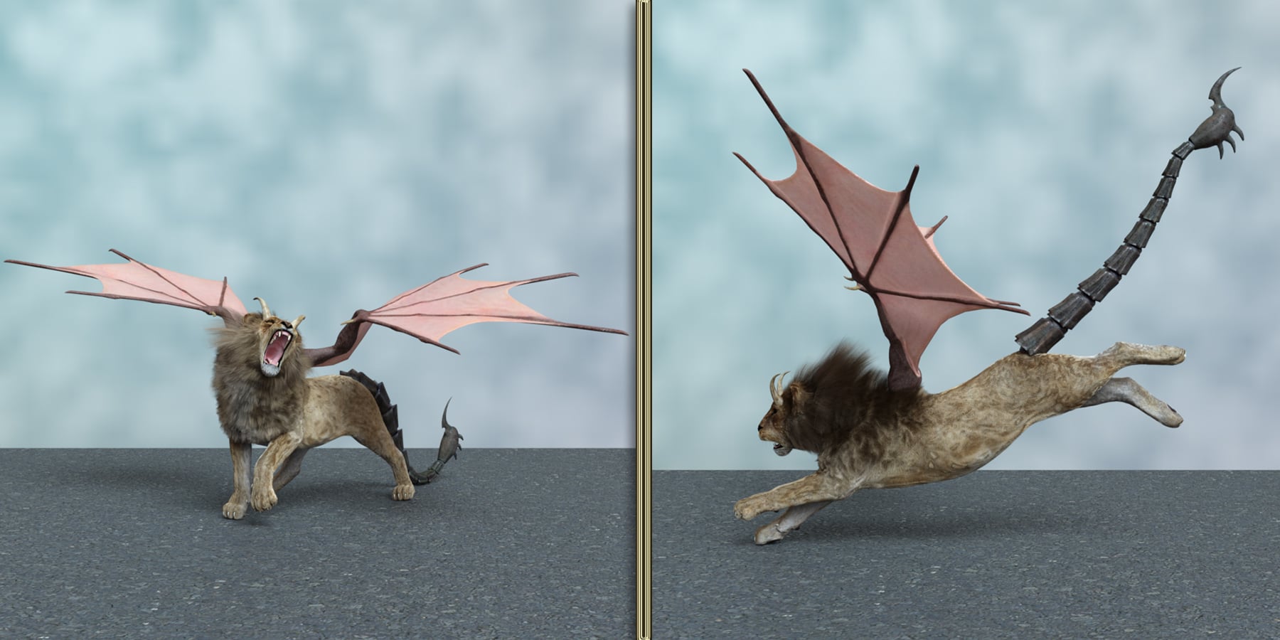 Manticore Cat Hierarchical and Wearable Poses | Daz 3D