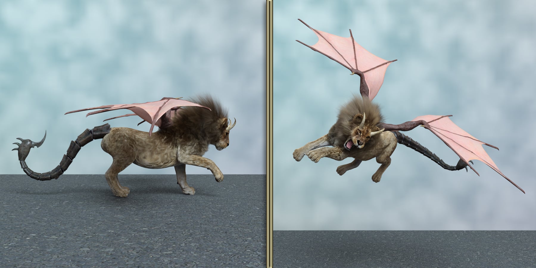 Manticore Cat Hierarchical and Wearable Poses | Daz 3D