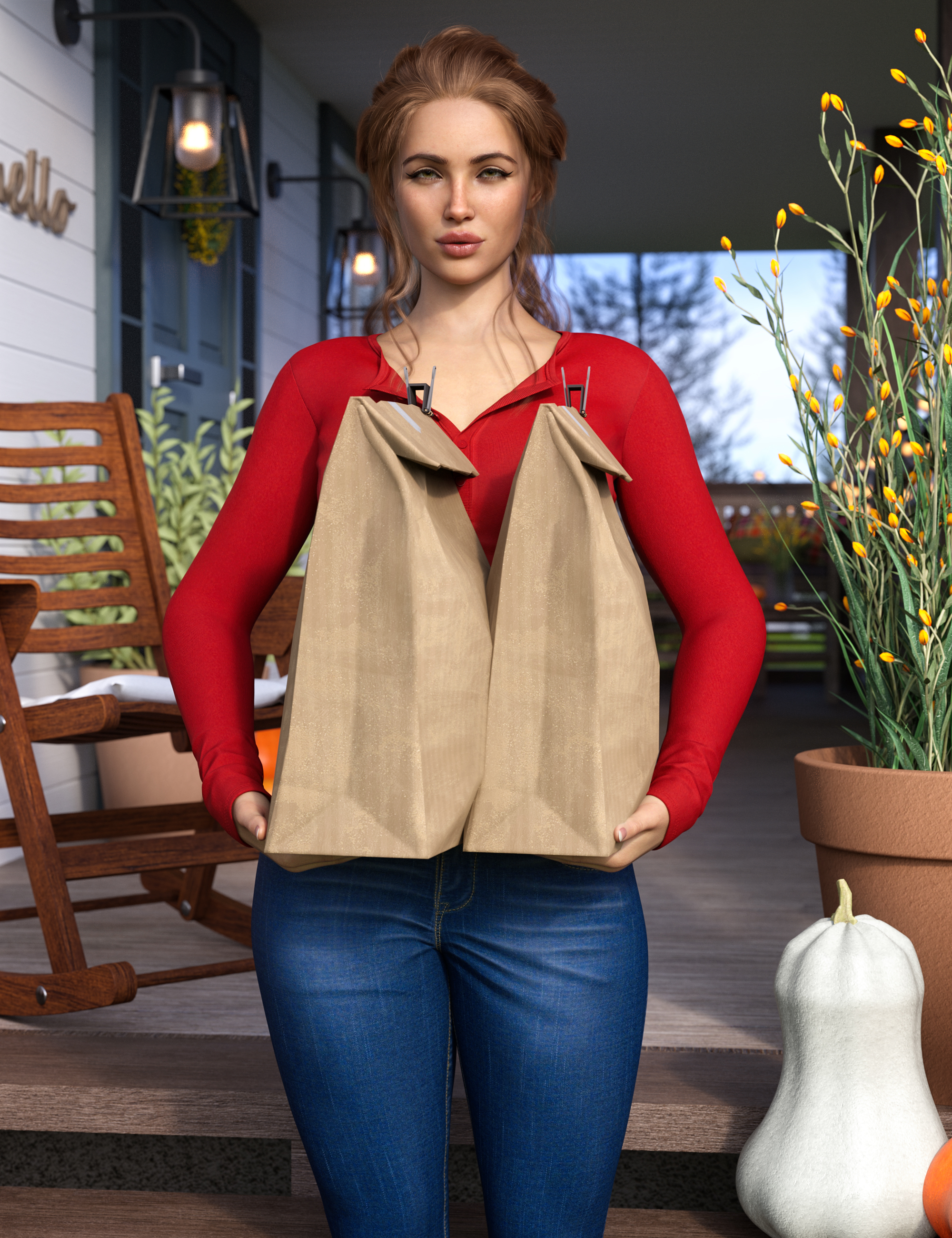 Z Utility Carrying Bags Pose Set for Genesis 9 and 8 Female | Daz 3D