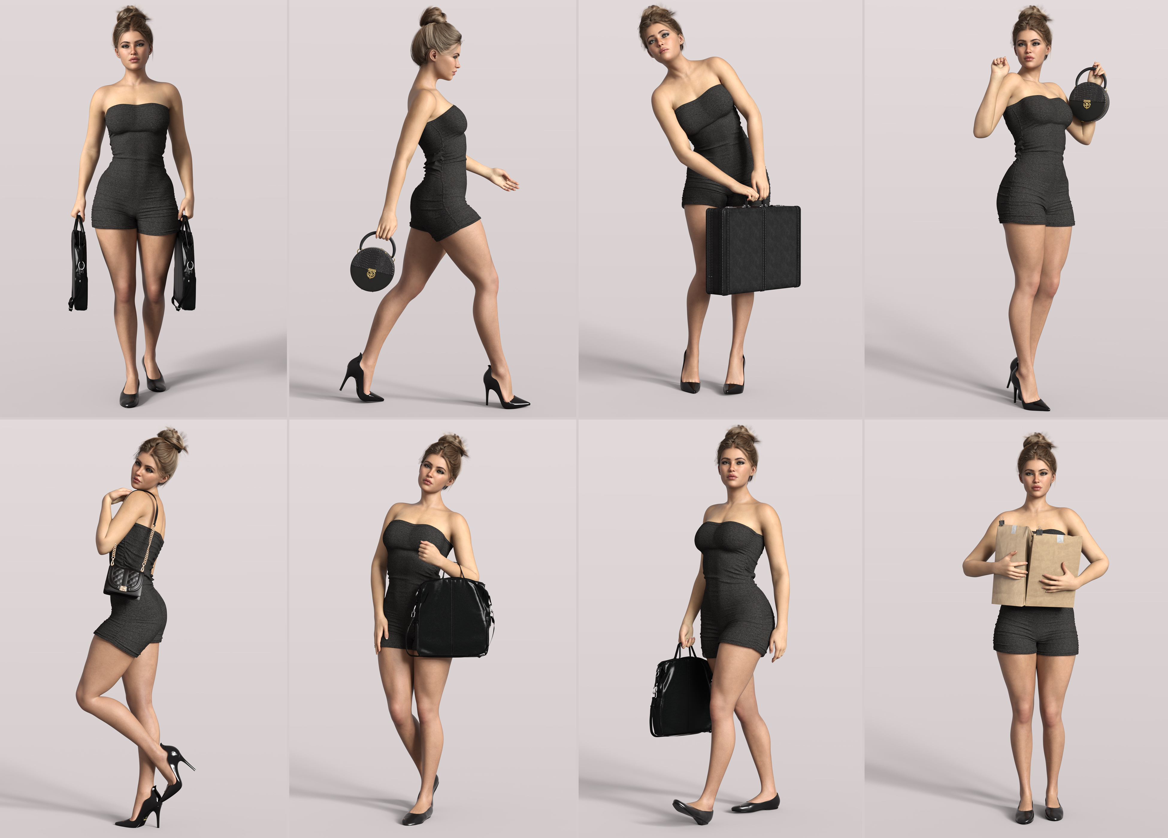 Z Utility Carrying Bags Pose Set for Genesis 9 and 8 Female | Daz 3D