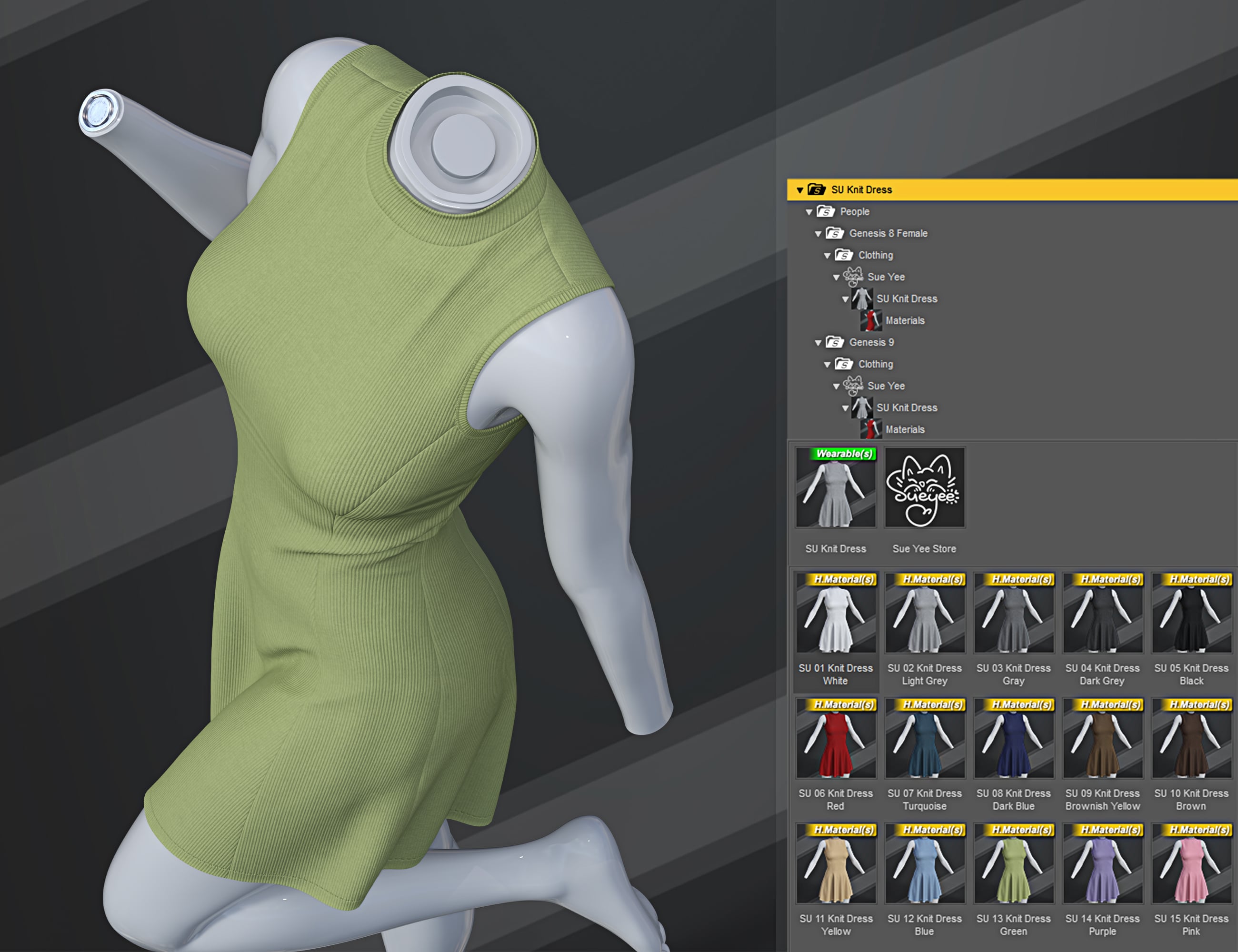 dForce SU Knit Dress for Genesis 9, 8.1, and 8 Female | Daz 3D