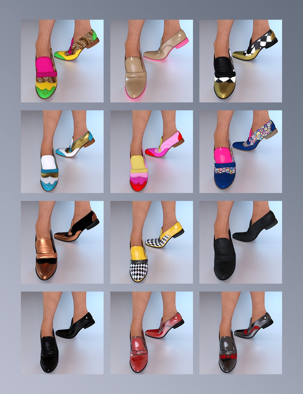 Colorful Flat Shoes for Genesis 9 | Daz 3D