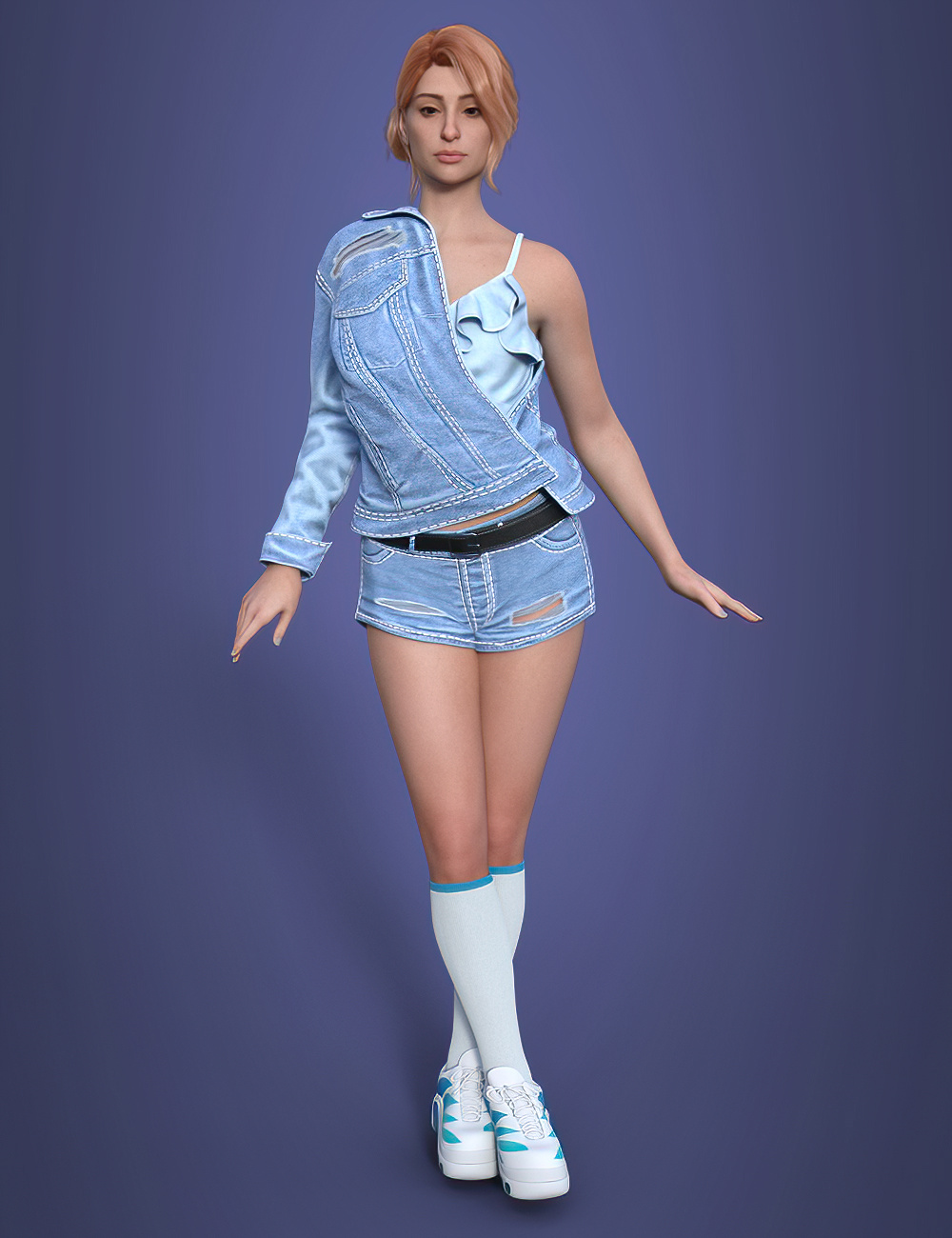 Cool Girl Denim Outfit for Genesis 9 | Daz 3D