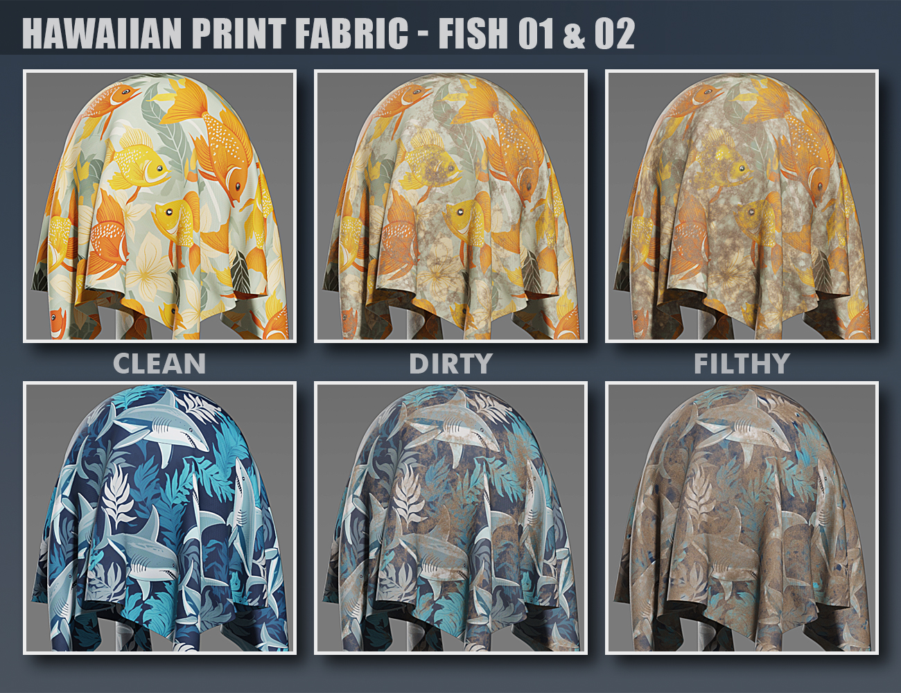 DD PBR Hawaiian Print Fabric Shaders for Iray Vol 2 | Daz 3D