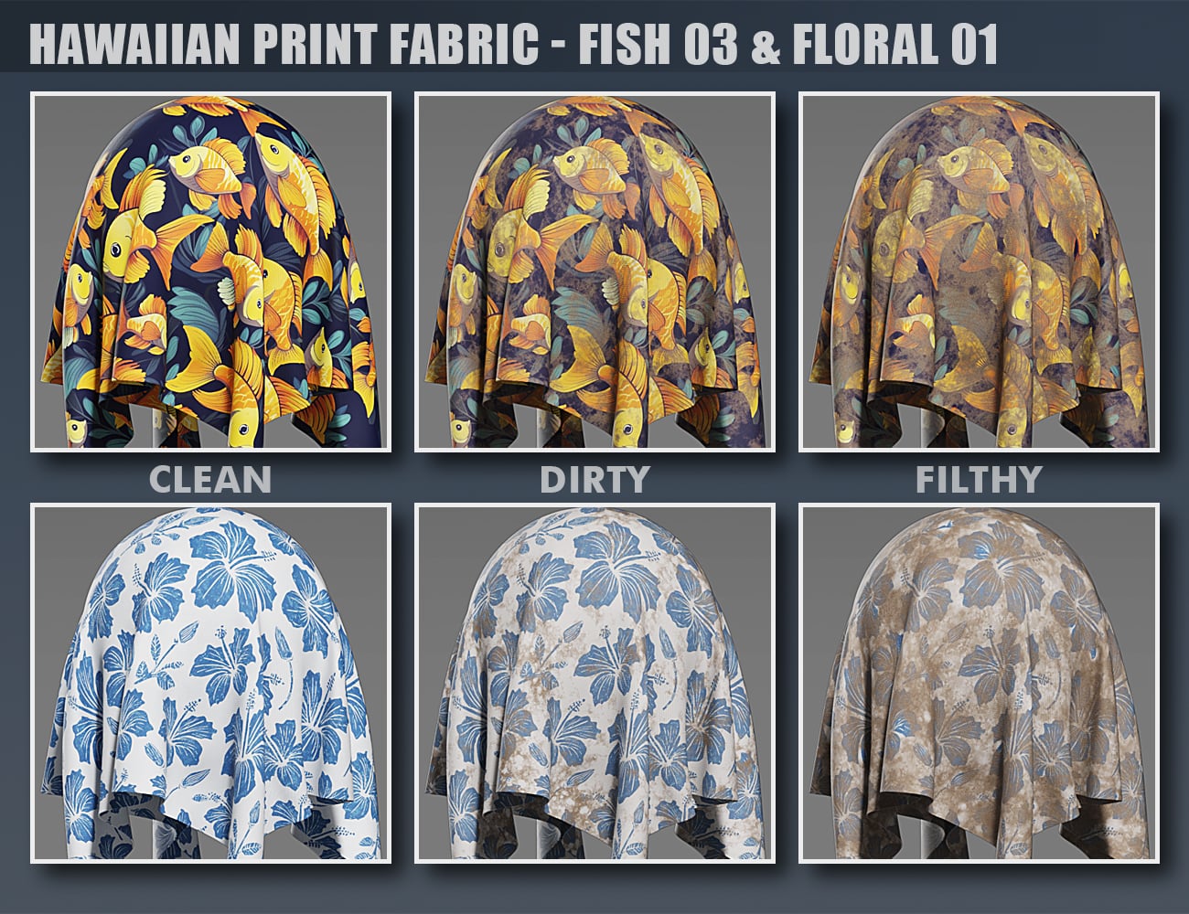 DD PBR Hawaiian Print Fabric Shaders for Iray Vol 2 | Daz 3D
