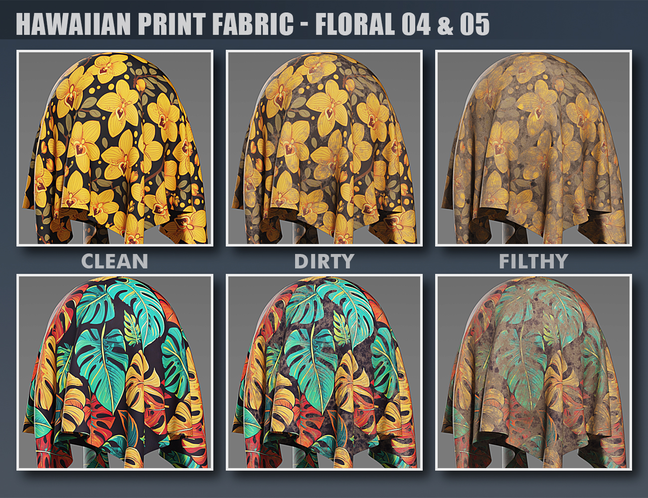 DD PBR Hawaiian Print Fabric Shaders for Iray Vol 2 | Daz 3D