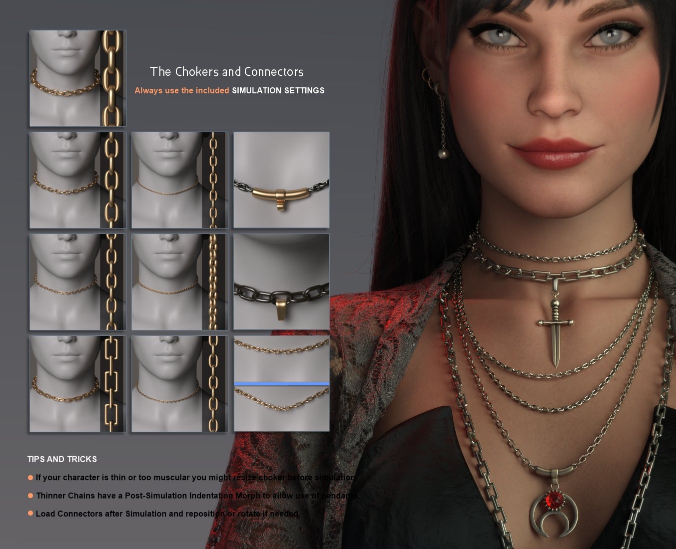 FK dForce Luxe Chains for Genesis 8, 8.1 and 9 Volume 1 | Daz 3D