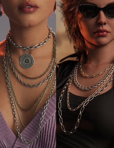 FK dForce Luxe Chains for Genesis 8, 8.1 and 9 BUNDLE | Daz 3D