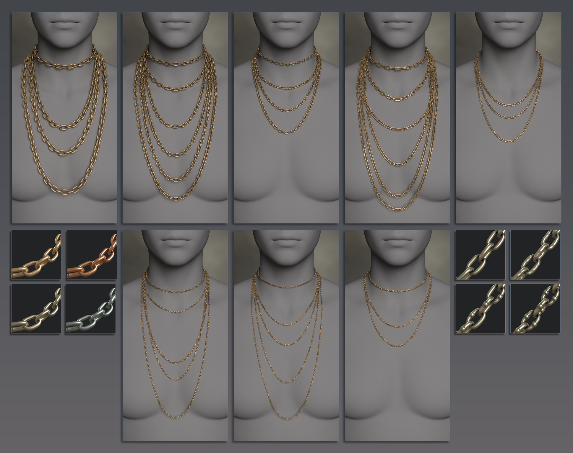 FK dForce Luxe Chains for Genesis 8, 8.1 and 9 BUNDLE | Daz 3D