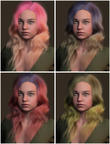 dForce Strand-Based Glamorous Wavy Style Hair Color Expansion | Daz 3D