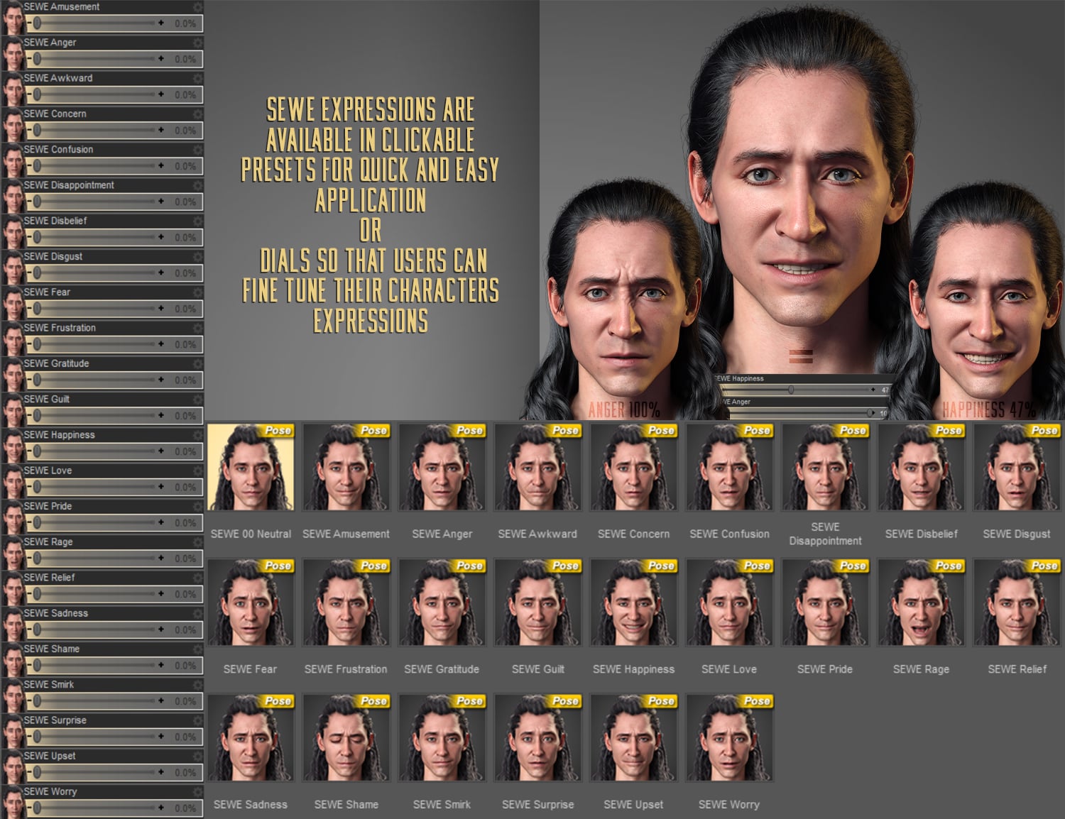 Subtle Expressions for Wagner 9 Edition | Daz 3D